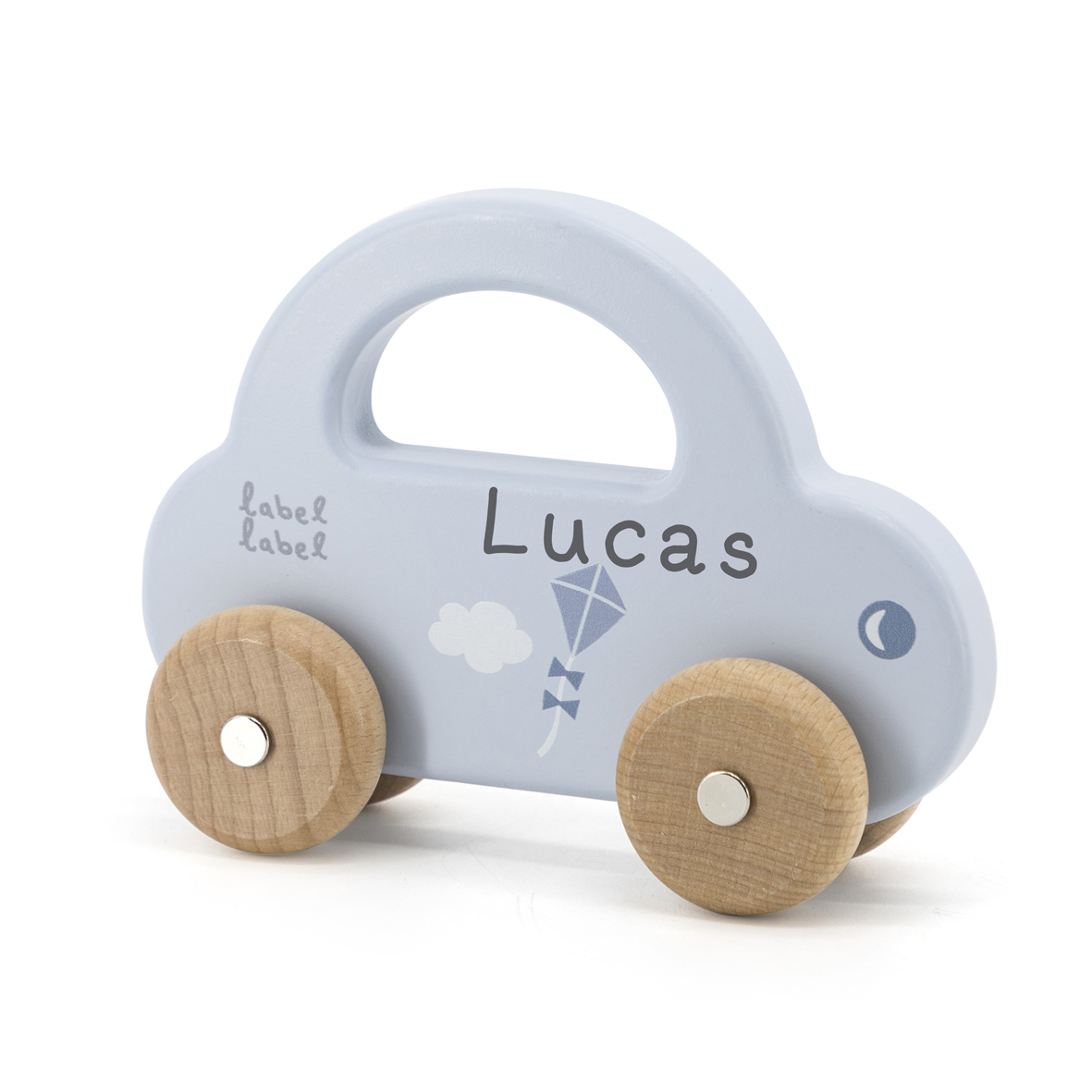 LabelLabel houten speelauto Blauw met naam